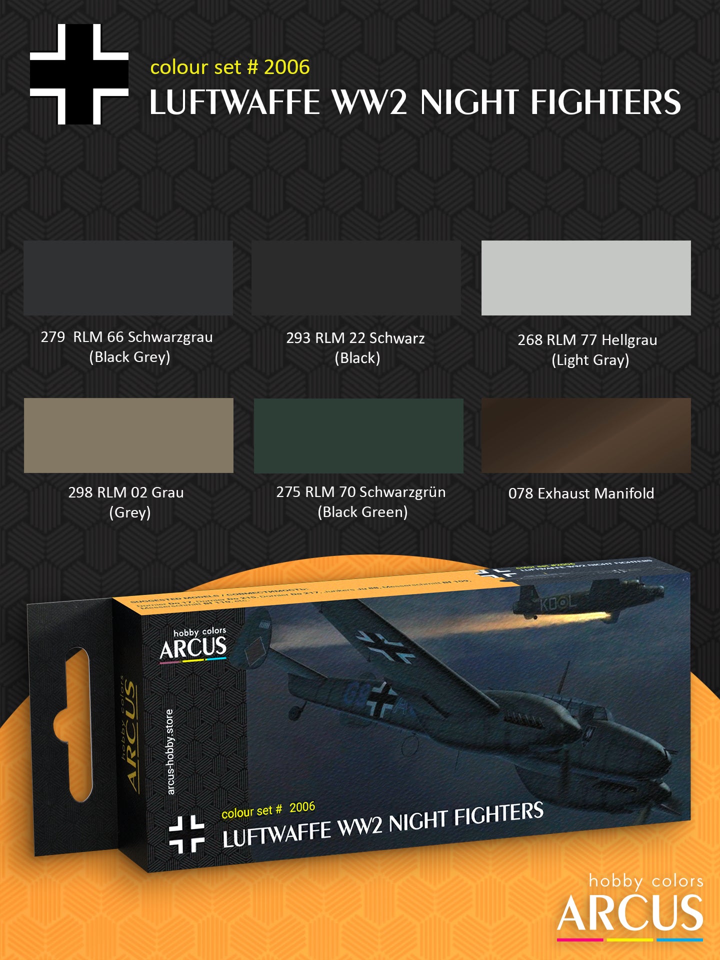 Paint Set 2006 Luftwaffe WW2 Night Fighters – Arcus Hobby Paint